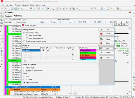 How To Set Up Columns Layouts And Timescales In Primavera P6