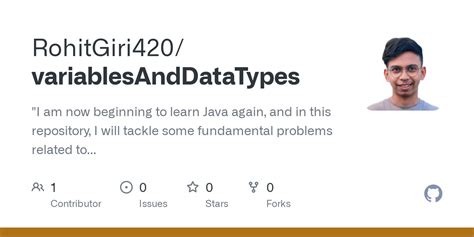 GitHub RohitGiri VariablesAndDataTypes I Am Now Beginning To Learn Java Again And In