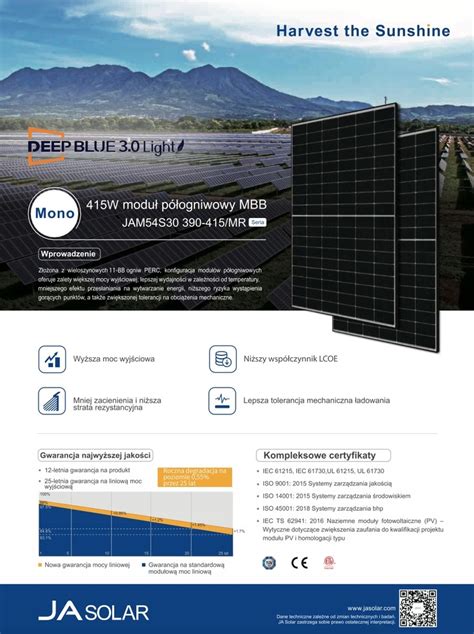 Panel Fotowoltaiczny JA SOLAR JAM54S30 410 MR BF 12614962245