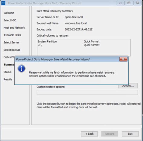 Perform A BMR With Data Manager Custom WinPE ISO Image Dell