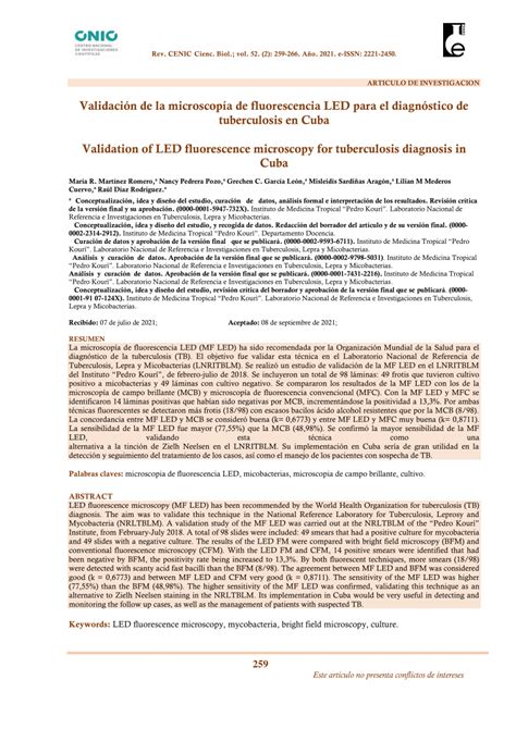 Pdf Validation Of Led Fluorescence Microscopy For Tuberculosis Diagnosis In Cuba
