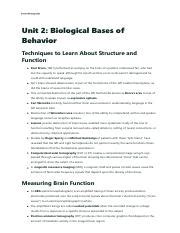 Unit Biological Bases Of Behavior Pdf Unit Biological Bases Of Behavior Techniques To