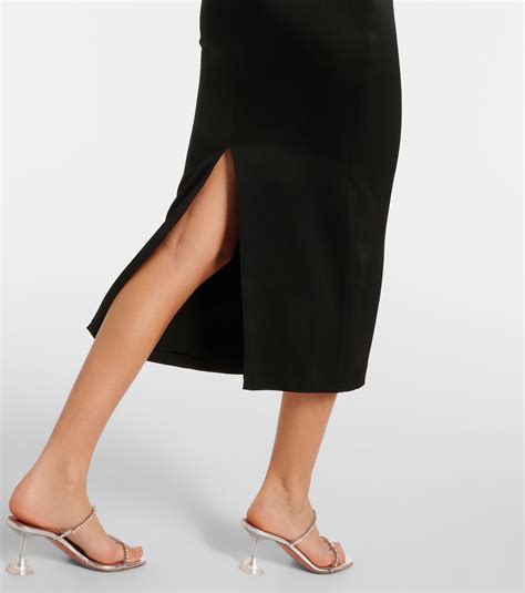 Crystal Embellished Satin Midi Dress In Black Alex Perry Mytheresa