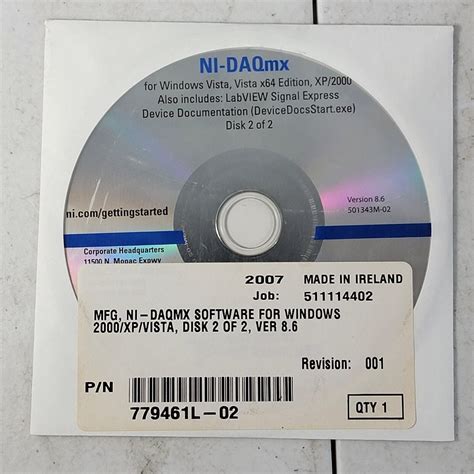 National Instruments Ni Daqmx 86 Windows Software W Labview Signal E Lab Liquidators Store