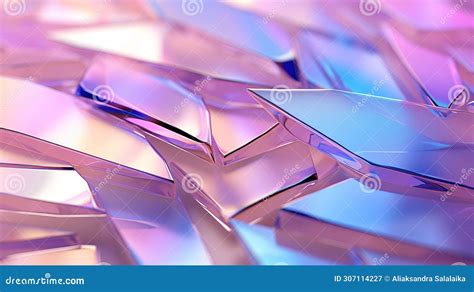 Holographic Glass Shards Background With Blue And Peach Rainbow
