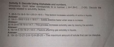Activity 5 Decode Using Alphabets And Numbers StudyX