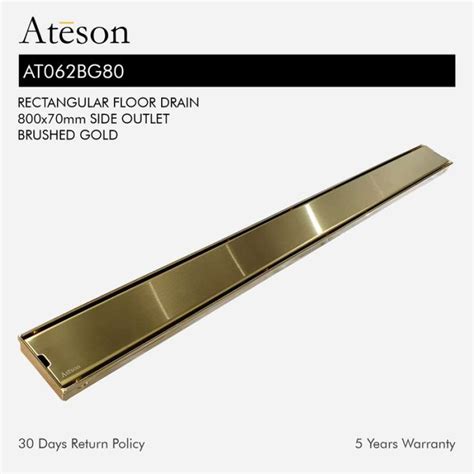 Jual Ateson At062bg80 Floor Drain Stainless Panjang Pembuangan Air Emas