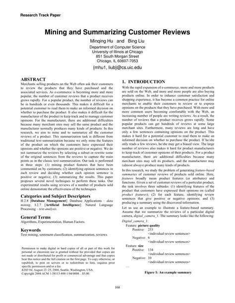 Pdf Mining And Summarizing Customer Reviews