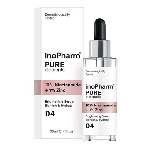 InoPharm Pure Elements Серум за лице с 10% ниацинамид и 1% цинк x30 мл