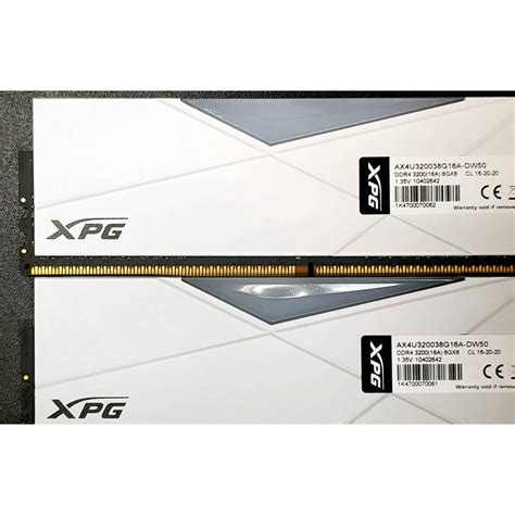 可刷卡 威剛 Xpg Ddr4 3200 16g 8g2 Dw50 Rgb 白色 雙通道記憶體 蝦皮購物