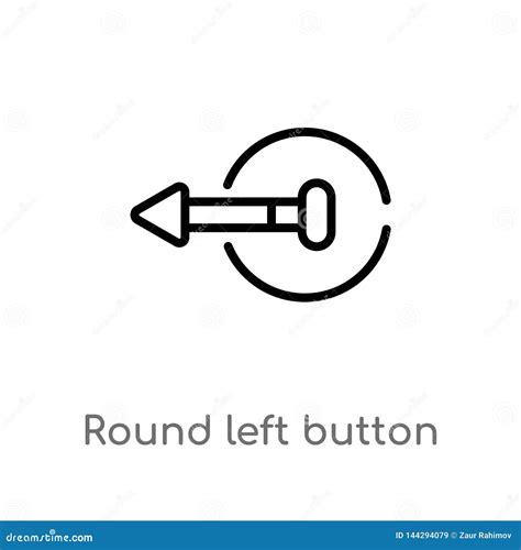 Outline Round Left Button Vector Icon Isolated Black Simple Line