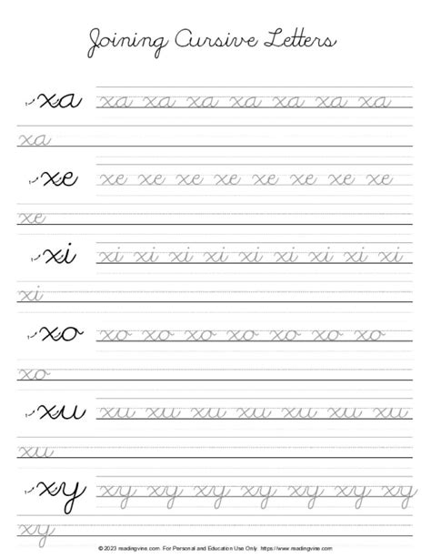 Cursive Writing Letter X
