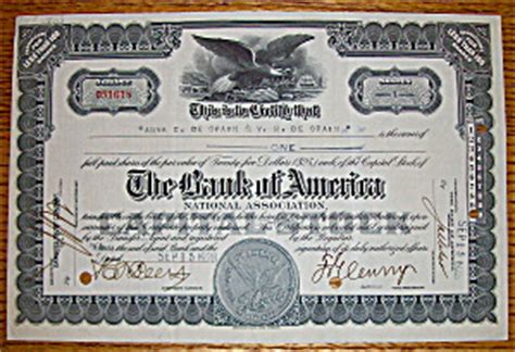 1928 Bank Of America Stock Certificate