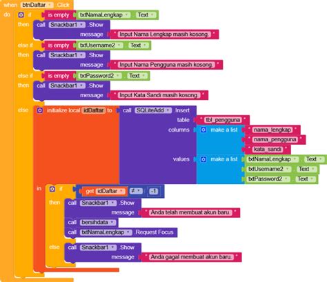 cara membuat fitur login dan sign up dengan sqlite di kodular tutorial blok programming versi