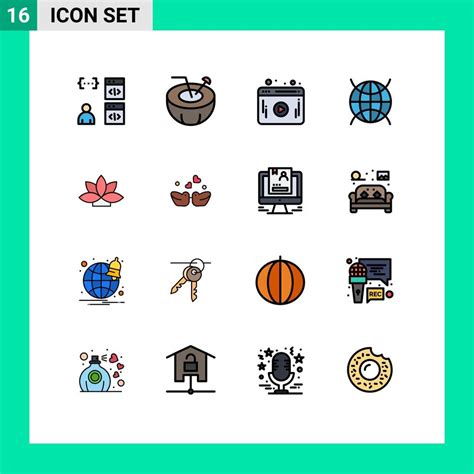 Pack Of 16 Creative Flat Color Filled Lines Of India Wifi Holiday Iot Internet Editable Creative