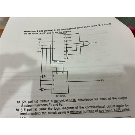 Solved Question 1 40 ﻿points ﻿in The Combinational Circuit