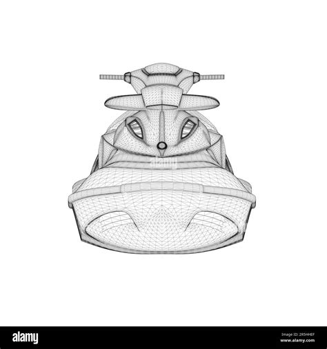 Water Scooter Wireframe From Black Lines Isolated On White Background Front View 3d Vector