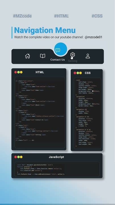 animated navigation menu 🚀 html css js mzcode01 css javascript
