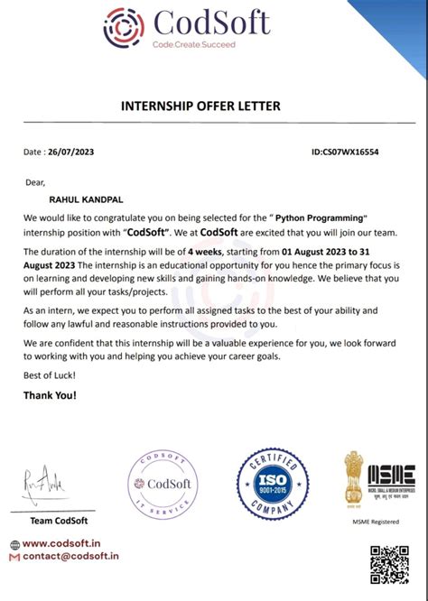 Rahul Kandpal On Linkedin Internship Techopportunities Codsoft