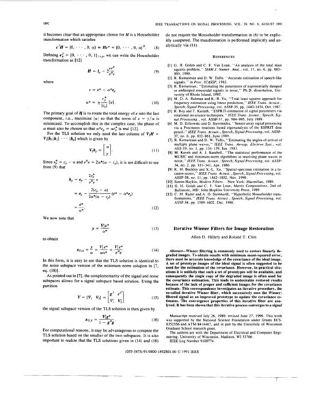 Pdf Iterative Wiener Filters For Image Restoration