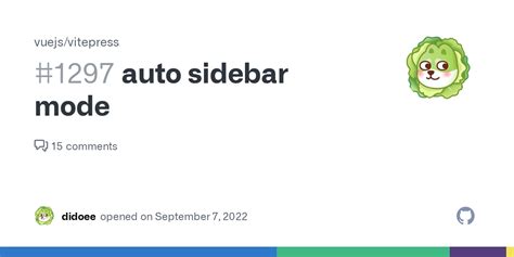 Auto Sidebar Mode · Issue 1297 · Vuejsvitepress · Github