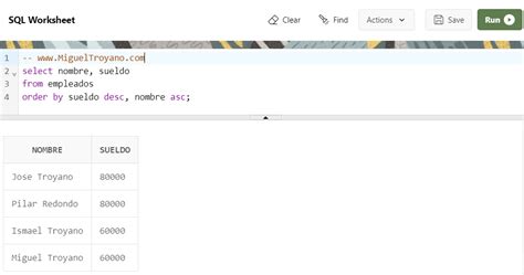 Ordenar Registros Con ORDER BY En Oracle MiguelTroyano
