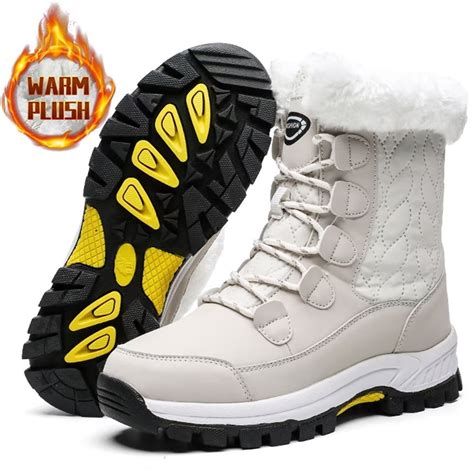 Dumajo Womens Winter Warm Snow Boots Waterproof Hiking Shoes With