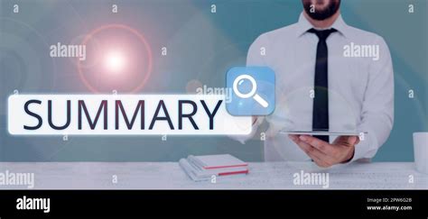 Sign Displaying Summary Business Concept Brief Statement Abstract Synopsis Concise Abbreviated