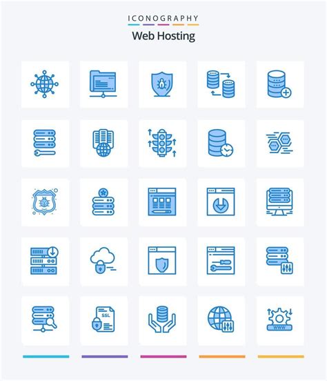 Creative Web Hosting Blue Icon Pack Such As Database Storage