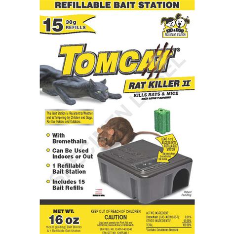 Motomco 22814 Tomcat Rat Killer Ii Refillable Bait Station 16 Oz