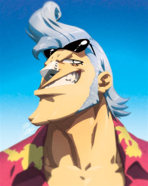 Chamba Franky One Piece One Piece Colorized 1boy Blue Hair