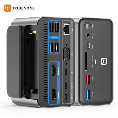 맥북 프로 에어용 Usb C 도킹 스테이션 듀얼 4k 모니터 65w 전원 공급 장치 10gbps Usb 31 Ssd 인클로저 Vga Sdtf Usb 허브