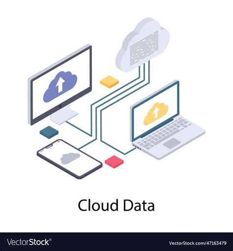 icon of cloud data upload in isometric design vector image