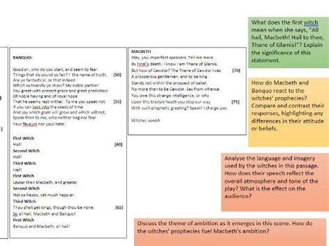 Macbeth Extracts With Comprehension Questions Teaching Resources