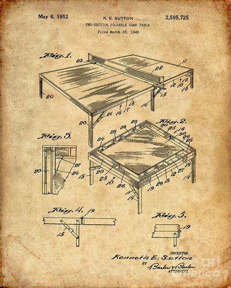 Ping Pong Table Patent Print Digital Art By Visual Design Fine Art