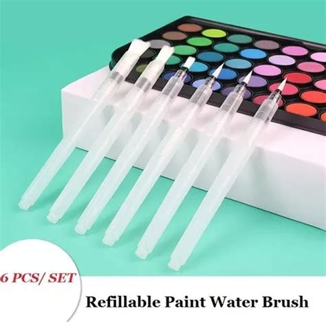 Kit 06 Pincel Caneta Aquarela Com Reservatório De Água