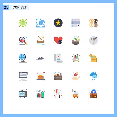 Set Of 25 Vector Flat Colors On Grid For Food Donut Circle Server Database Editable Vector