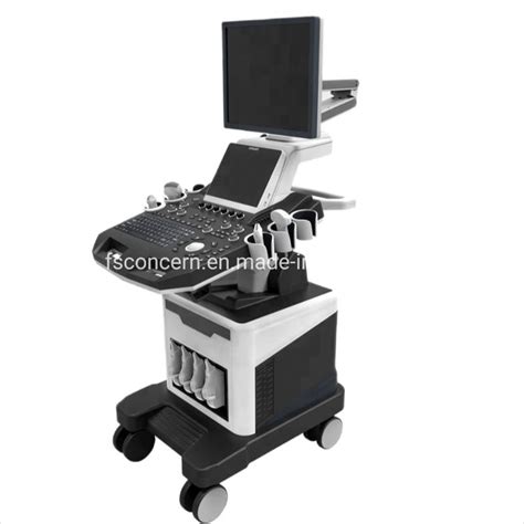 Hospital High End 4d Ultrasound Machine 128 Elements Trolley Color