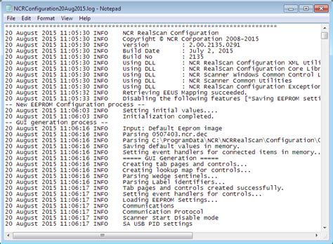 viewing the log file