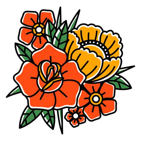 Design PNG E SVG De Flores De Tatuagem Tradicional Para Camisetas
