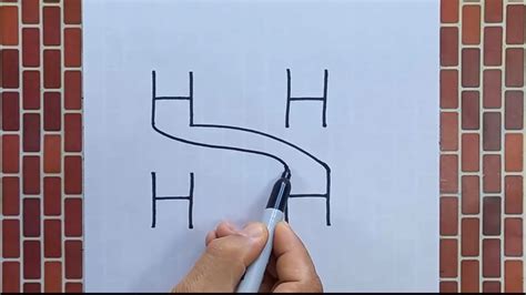 طريقة رسم حرف S باستخدام ثلاث حروف H ، كيف ترسم الحرف S بطريقة سهلة