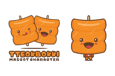 Premium Vector Cute Tteokbokki Mascot Korean Food Cartoon Illustration