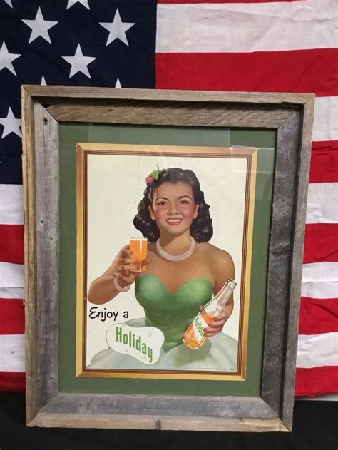 Ultra Rare 1940s Holiday Soda Pop Cardboard Sign Framed Rare