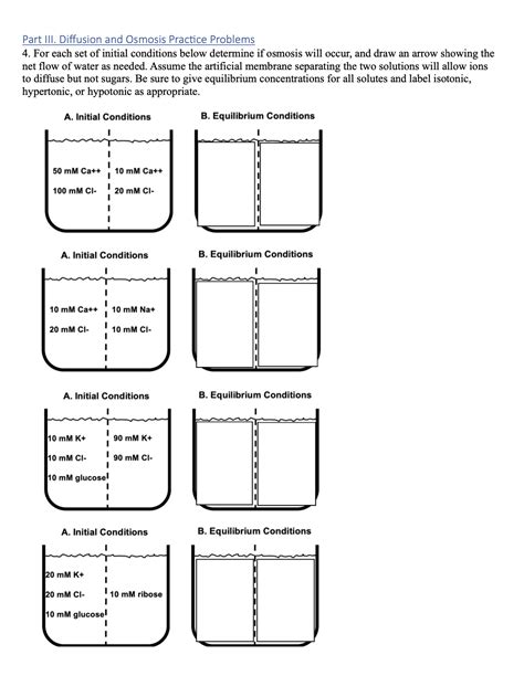 Solved Part Iii Diffusion And Osmosis Practice Problems 4