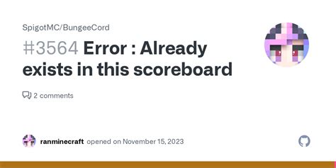 Error Already Exists In This Scoreboard Issue Spigotmc