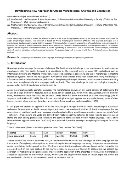 pdf developing a new system for arabic morphological analysis and