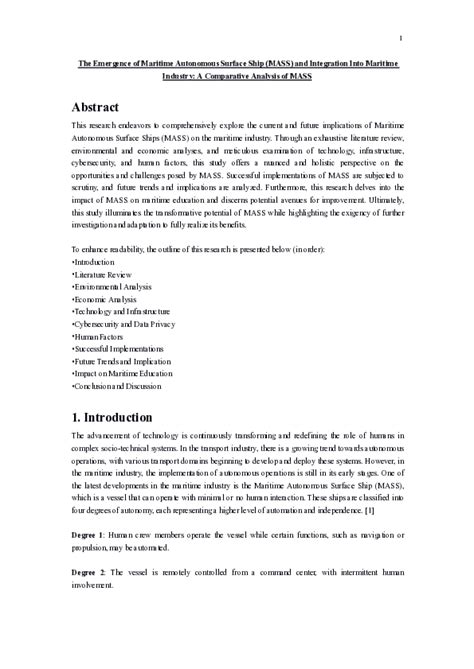 Pdf The Emergence Of Maritime Autonomous Surface Ship Mass And Integration Into Maritime