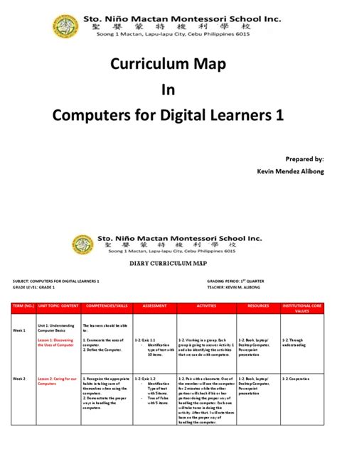 Grade 1 First Grading Curriculum Map Pdf Computing Behavior Modification