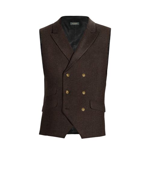 Reddish Brown Donegal Tweed Peak Lapel Double Breasted Suit Vest