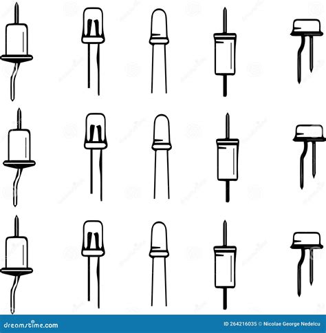 Simple Electric Compenents Designs Made With Different Lines Shapes And Structures Stock